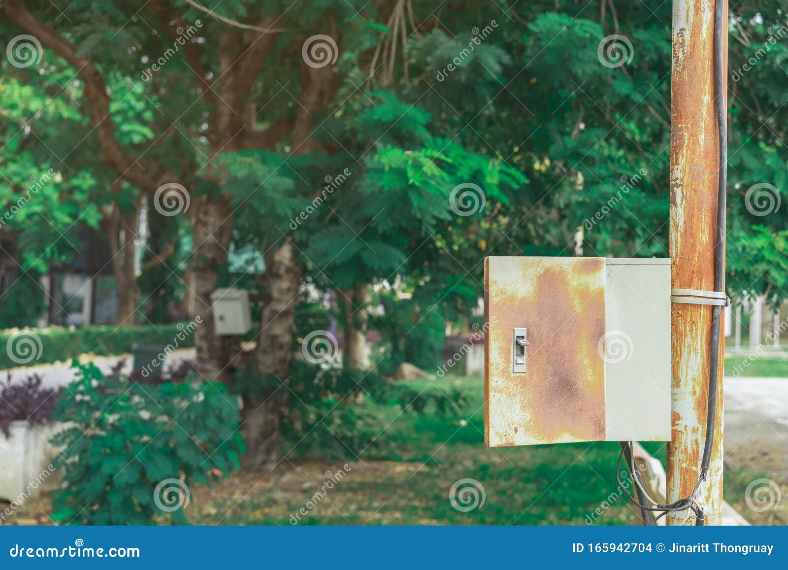 Old Rusty Electrical Power Control Box on Rusted Electric Pole Stock ...