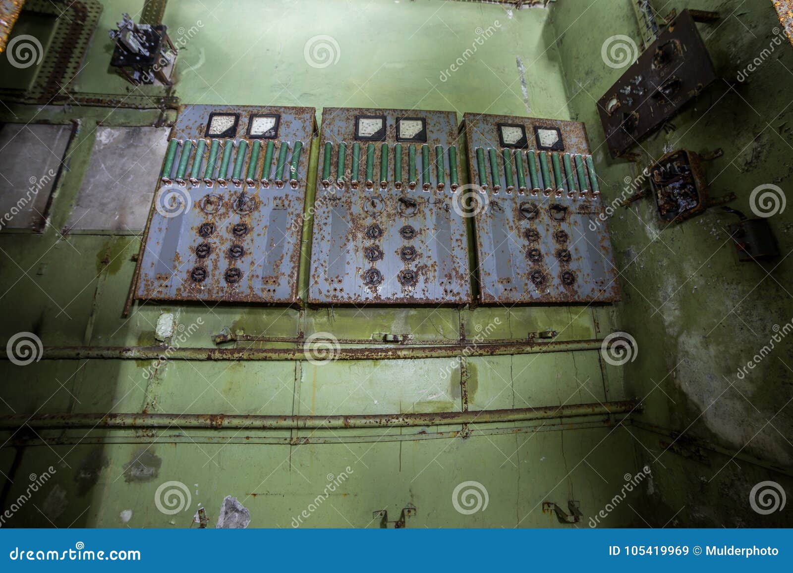 Old Rusty Electrical Switchboard in Abandoned Factory or Bunker Stock ...