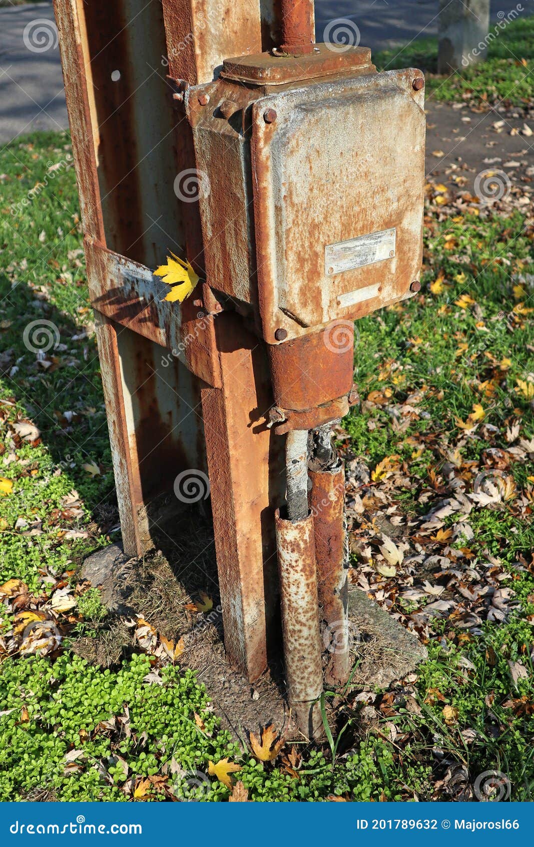 Old Rusty Electricity Pole Outdoors Stock Photo - Image of danger ...