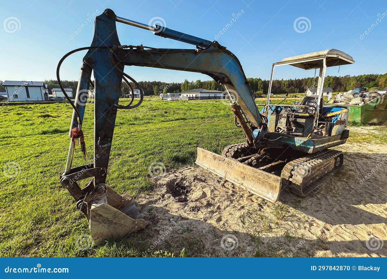 Old Rusty Excavator From The Back, Vintage Digger Machine, Construction ...