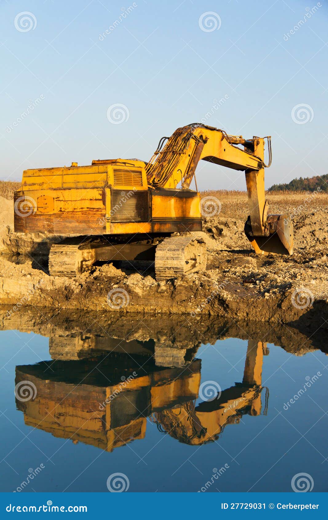 Old Rusty Excavator Digging in the Mud Stock Image - Image of excavator ...