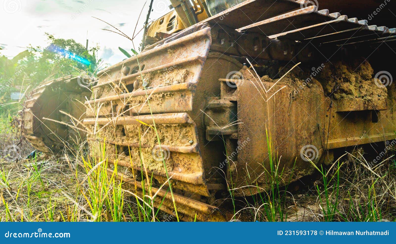 Old Rusty Excavator From The Back, Vintage Digger Machine, Construction ...