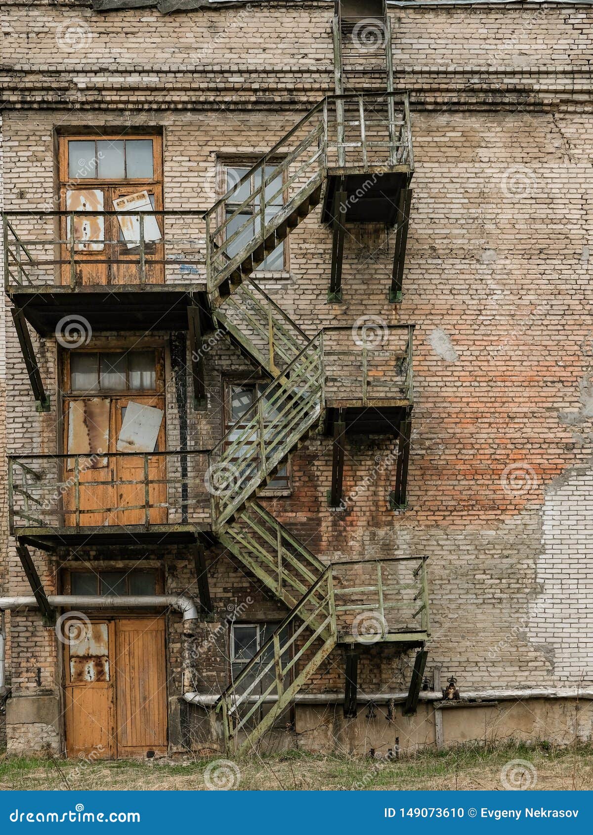 Old Rusty Fire Escape on an Abandoned Industrial Building Stock Photo ...