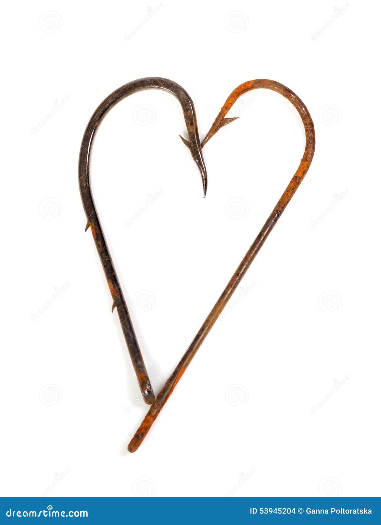 Old Rusty Fish Hooks in Form of Heart Stock Photo - Image of isolated ...