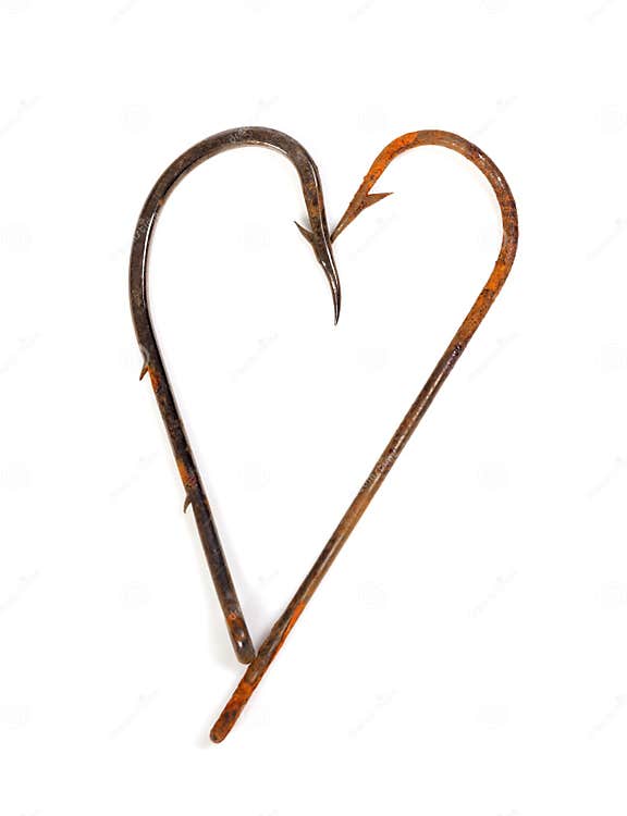 Old Rusty Fish Hooks in Form of Heart Stock Photo - Image of isolated ...