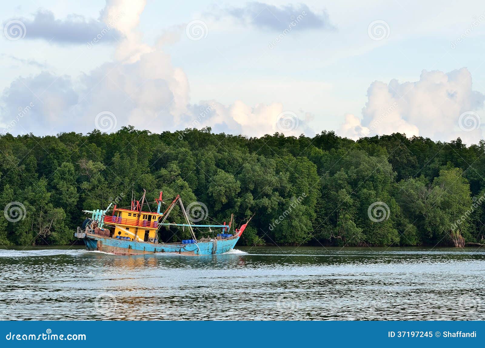 An Old Rusty Fishing Boat Docks In The Pier Royalty-Free Stock Photo ...