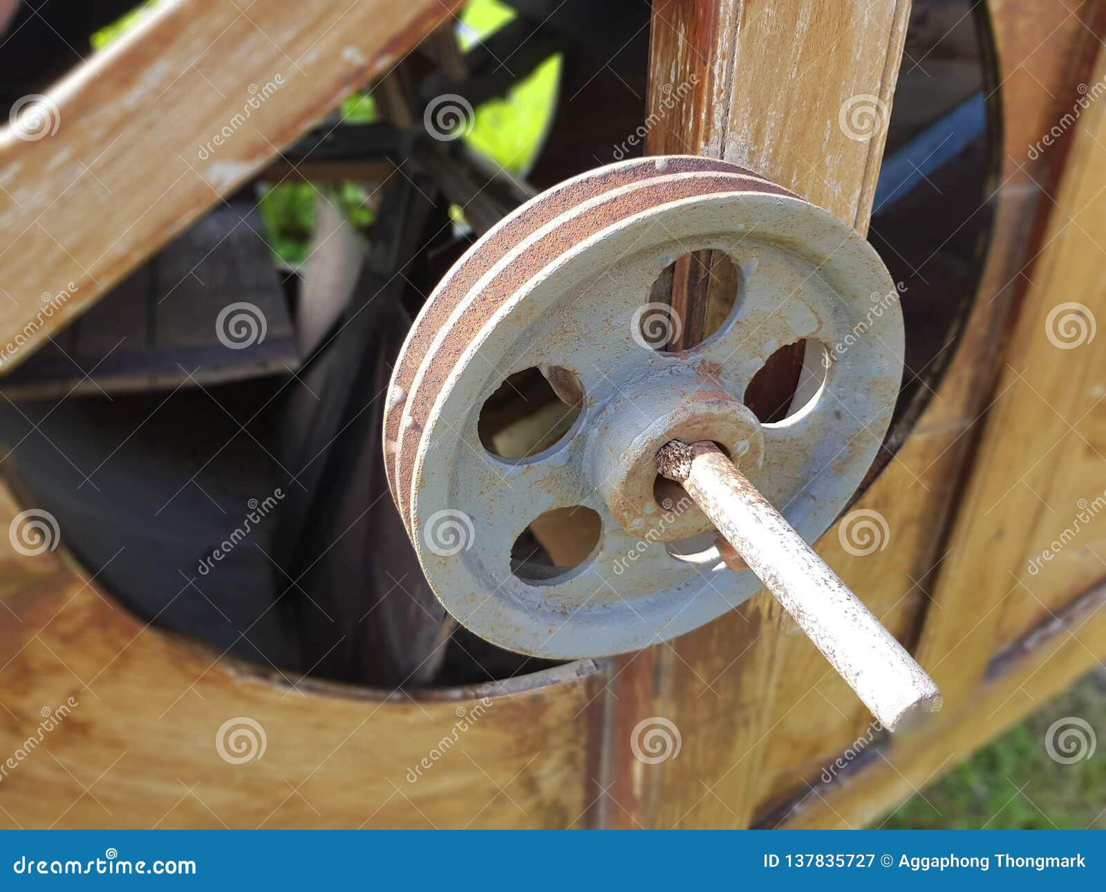 Old rusty flywheel stock image. Image of belt, machines - 137835727