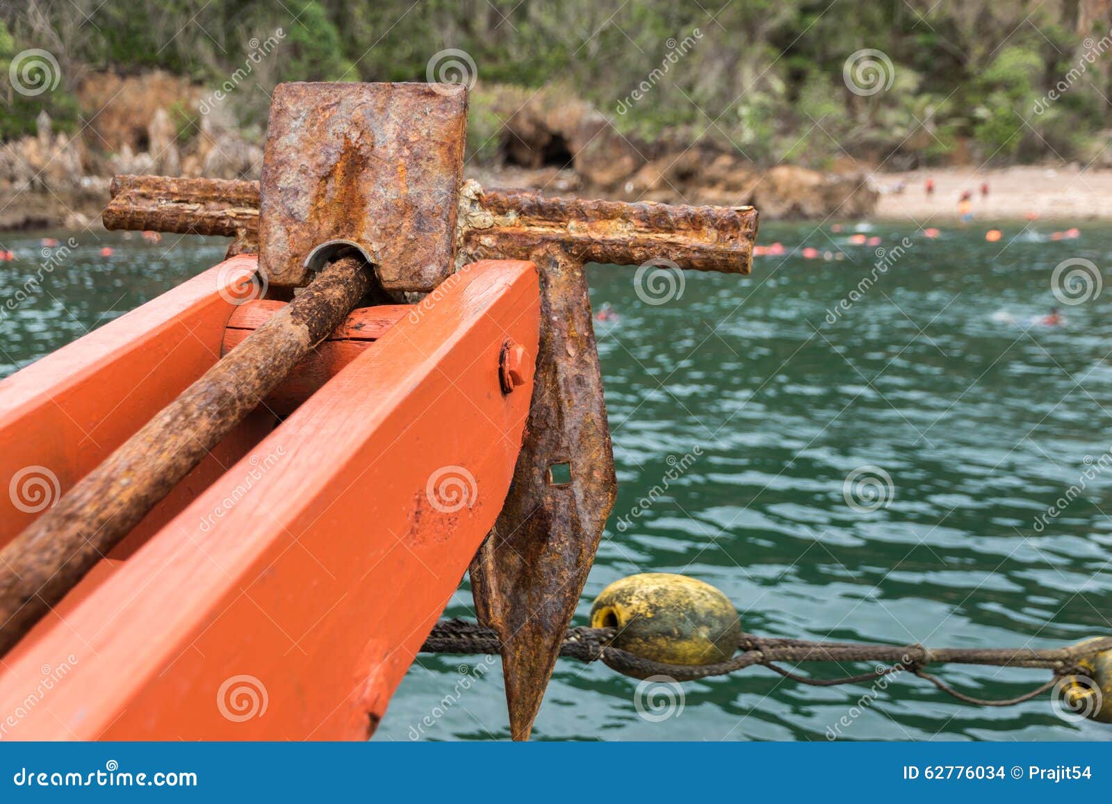 Old Rusty Folding Grapnel Anchor Stock Photo - Image of iron, harbor ...