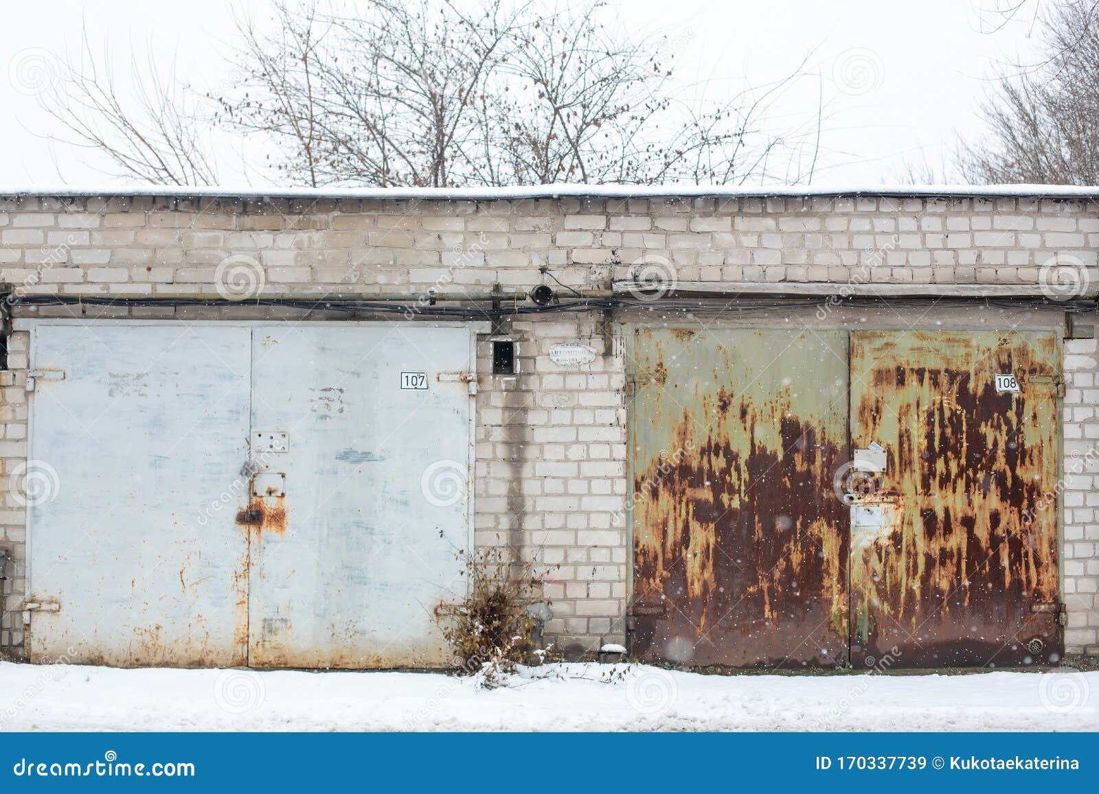 Old Rusty Garages in the CIS Countries in the Winter Stock Image ...