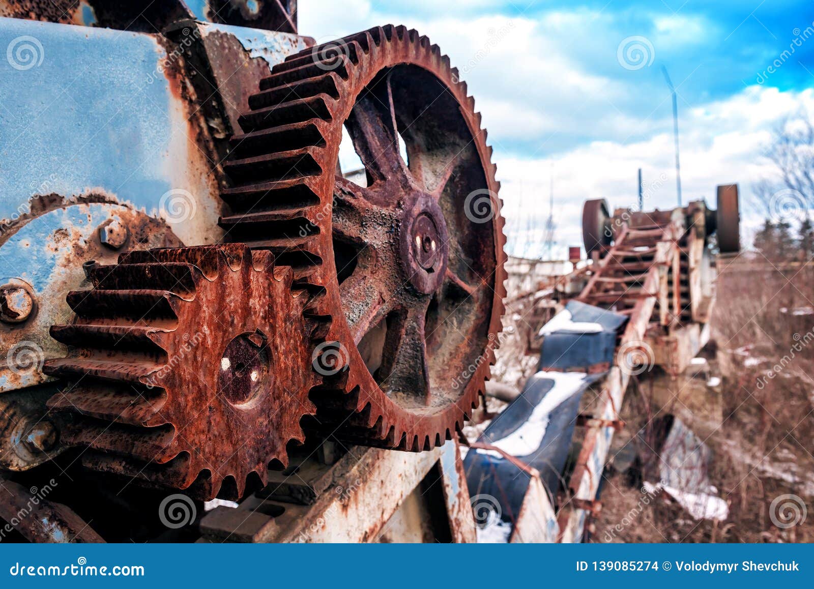 Old Rusty Gears from the Conveyor Stock Photo - Image of steel, pulley ...