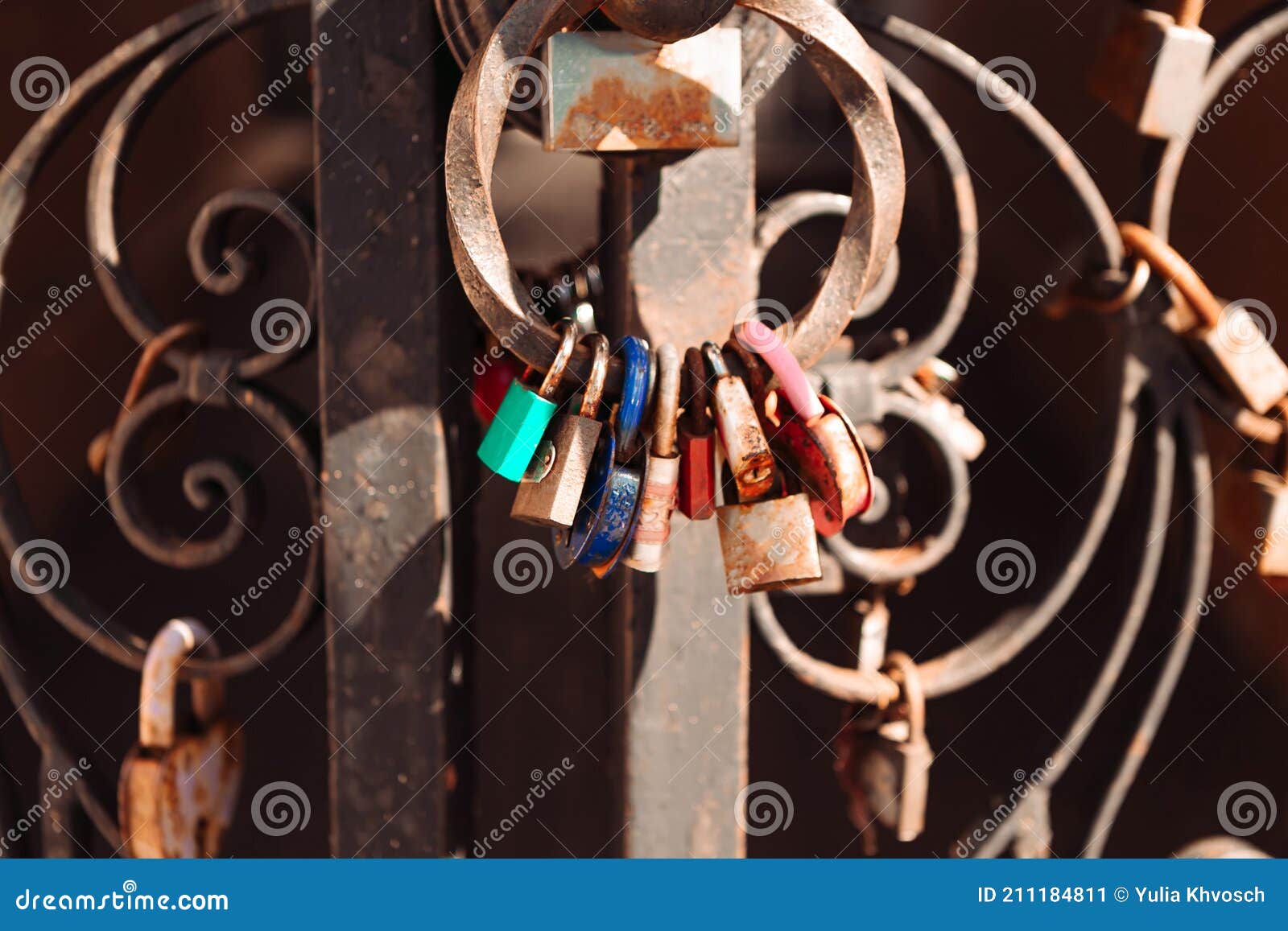 Old Rusty Grate with Padlocks. Stock Image - Image of classic, fence ...