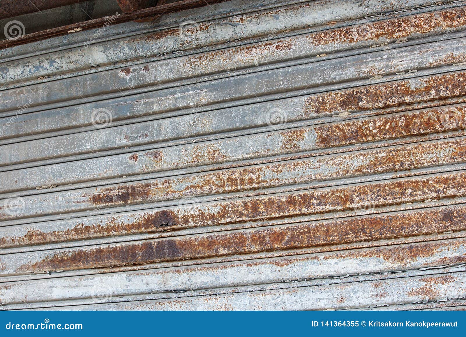Rusty on Gray Steel Shutter Door Stock Image - Image of metal, dirty ...