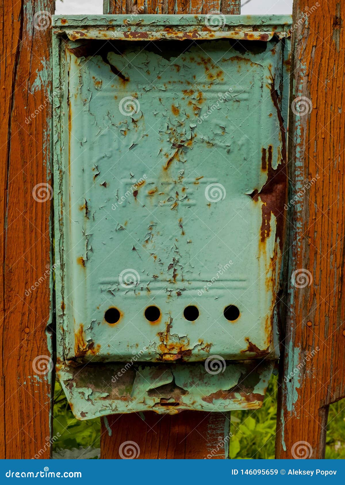 Old rusty green mailbox. stock image. Image of traditional - 146095659