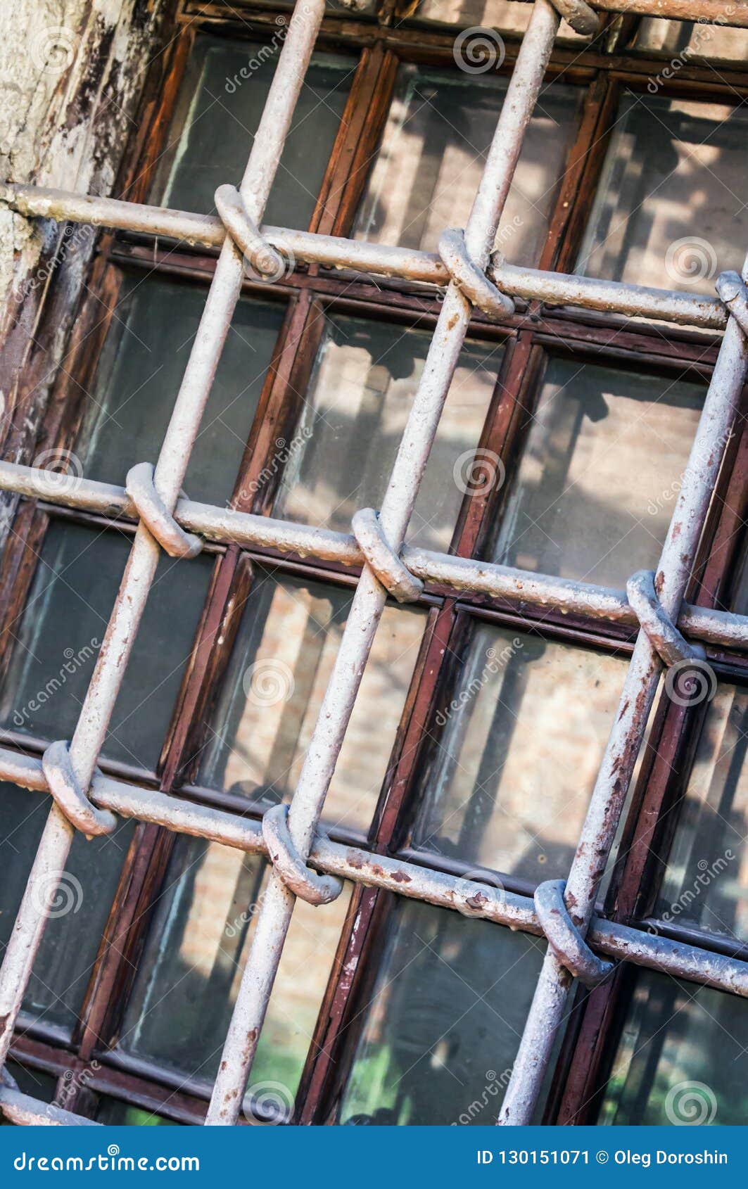 Rusty Grille on the Window in a Brick House Stock Image - Image of ...