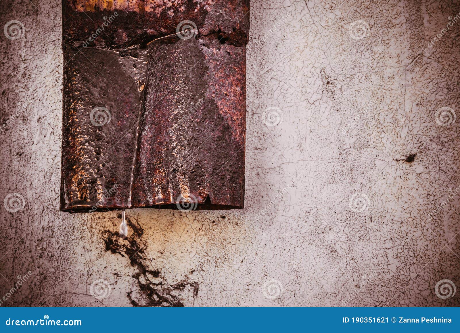 An Old Rusty Gutter Old Pipe Next To a Wall Stock Image - Image of ...