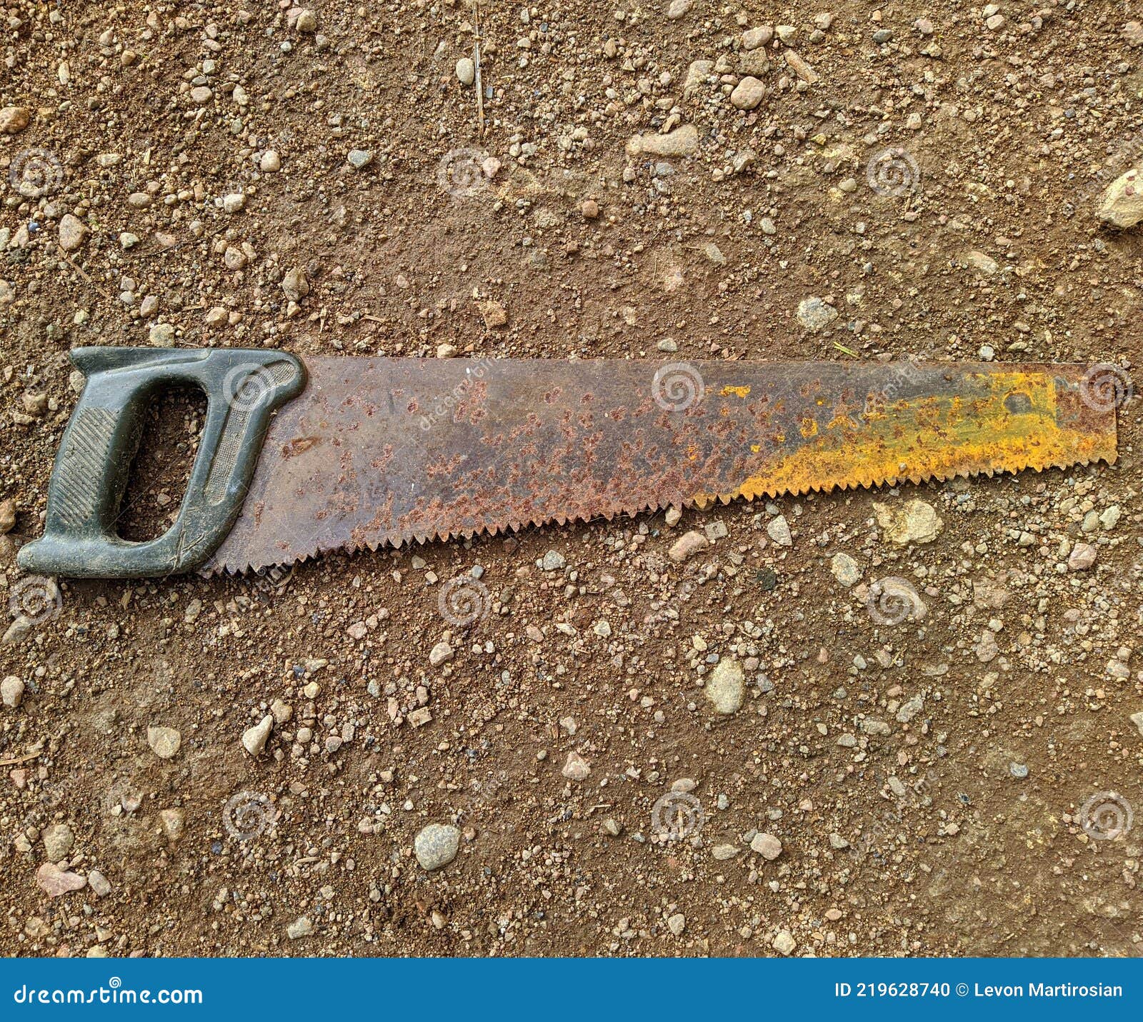 Old and Rusty Hacksaw on the Ground Top View Stock Photo - Image of ...