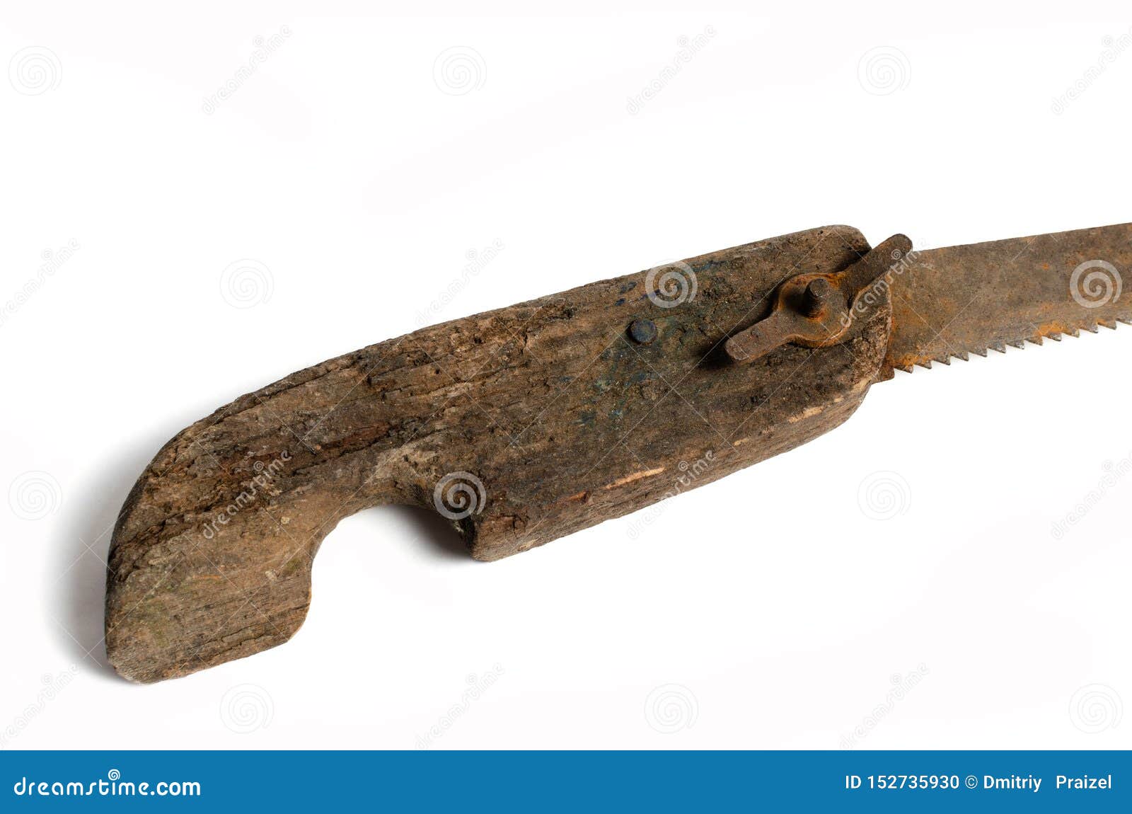 Old Rusty Hacksaw with Wooden Handle on White Background, Isolate Stock ...