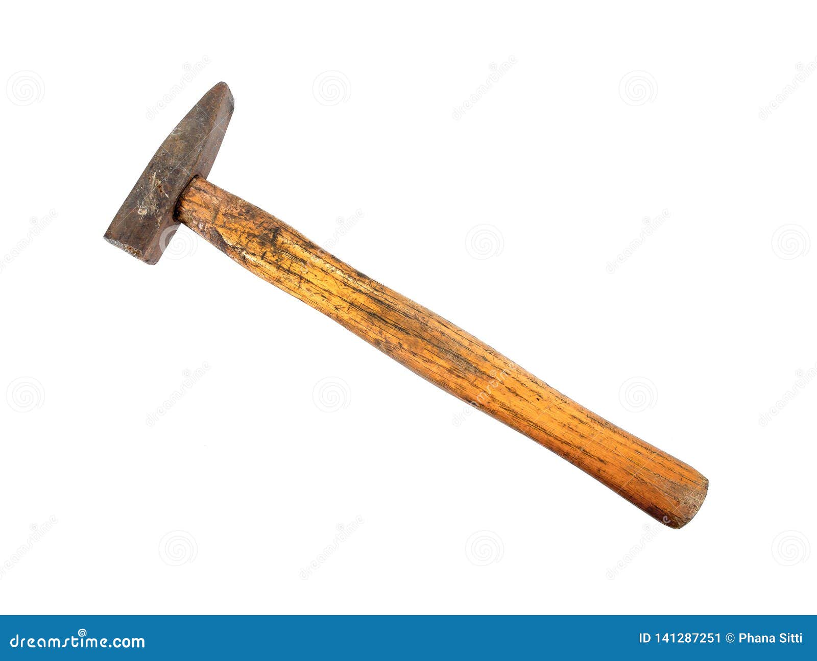 Old Rusty Hammer with Wooden Handle Isolated on White Background. Old ...