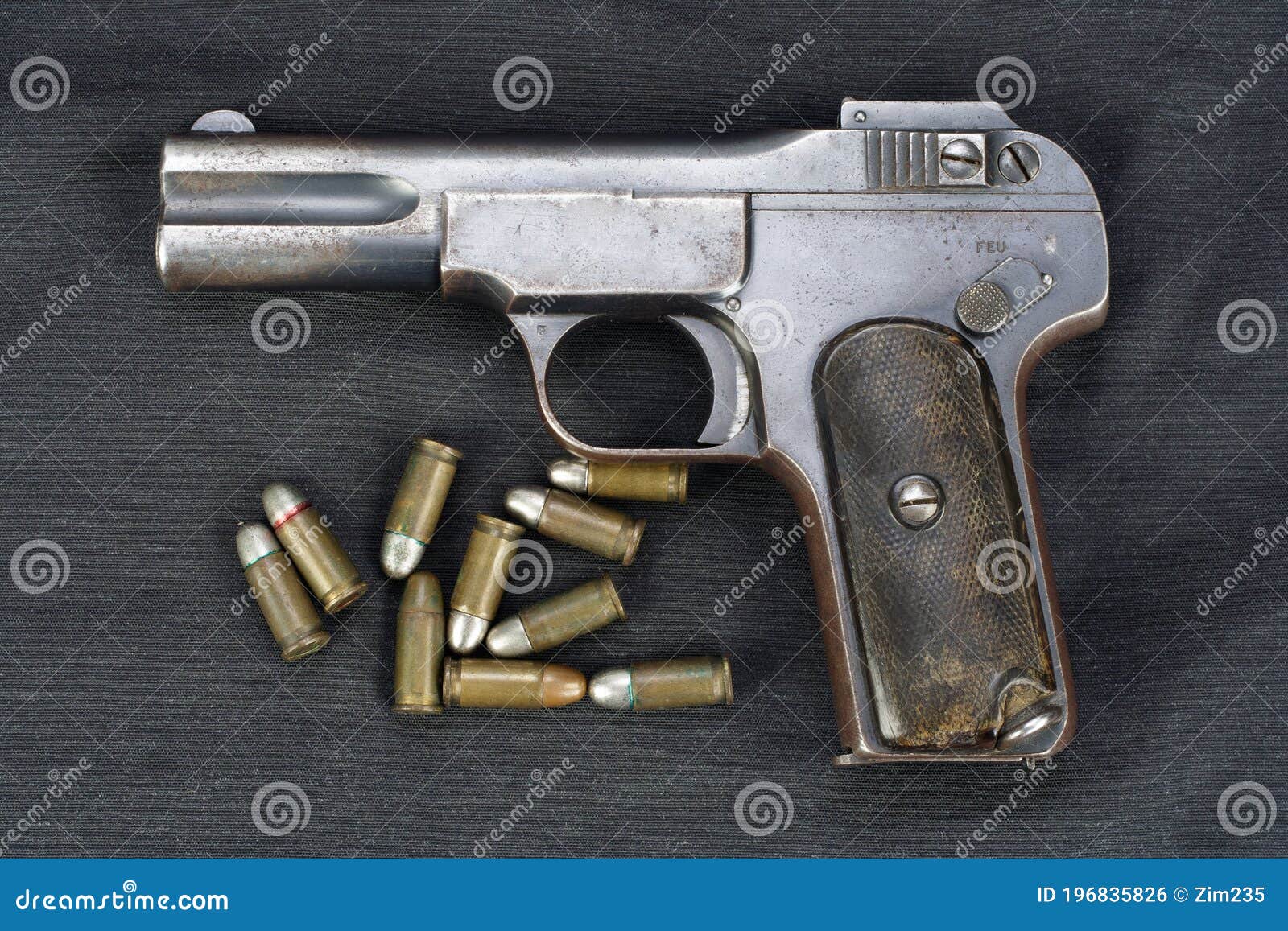 Old Rusty Handgun with Ammunition Stock Photo - Image of corroded ...