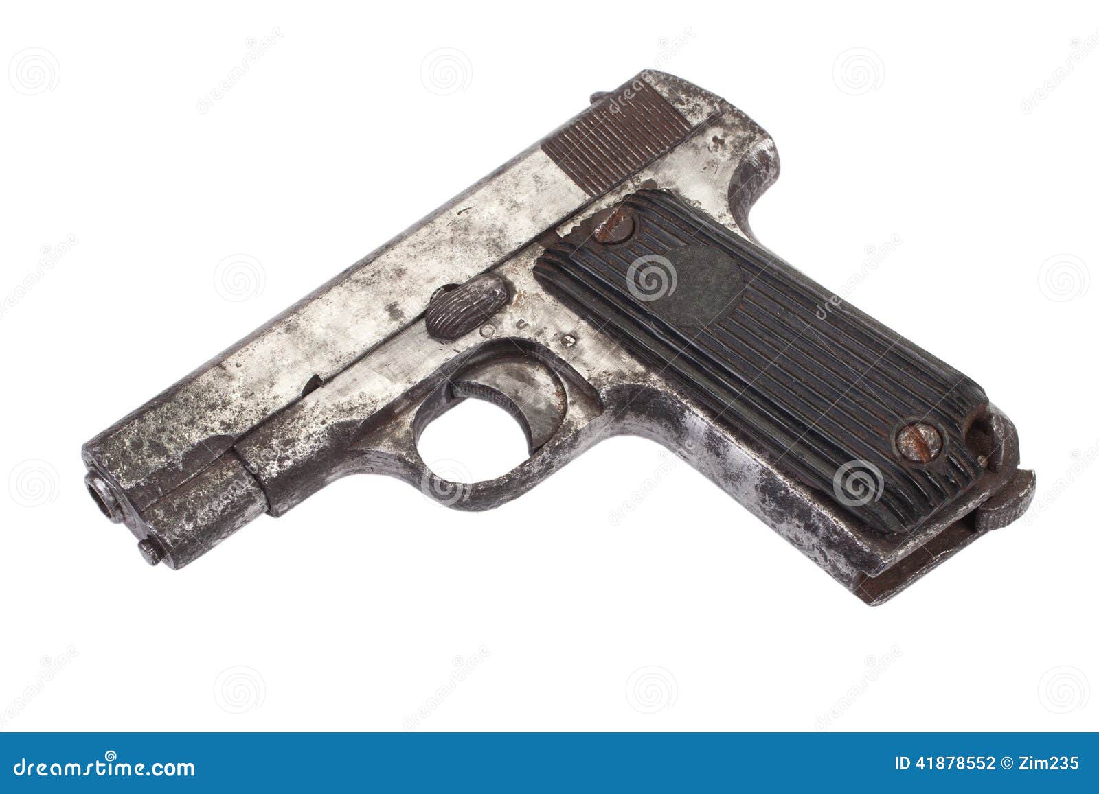 Old rusty handgun on white stock photo. Image of metal - 41878552