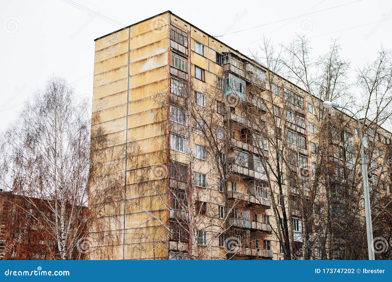 Old Rusty House. High-rise Building in Russia in the Fall Stock Photo ...
