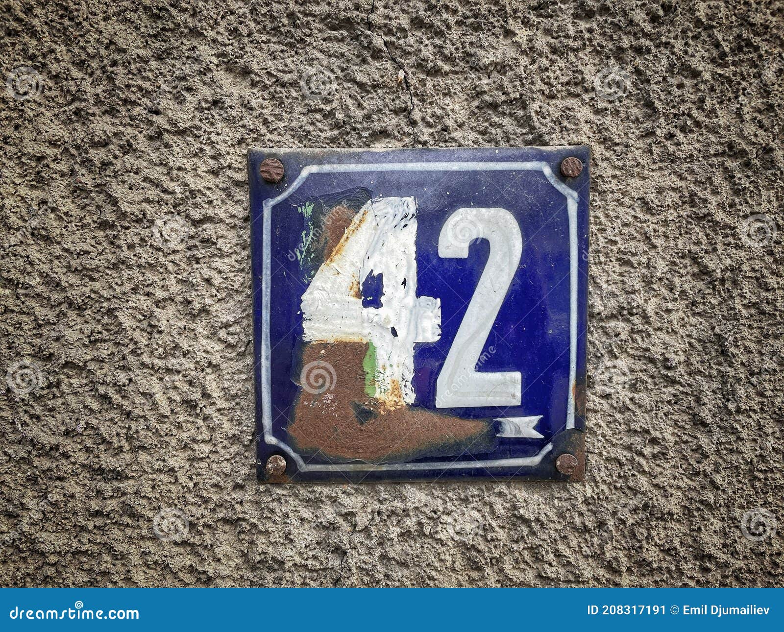 Old Rusty House Number Plate, Old House Number Stock Image - Image of ...