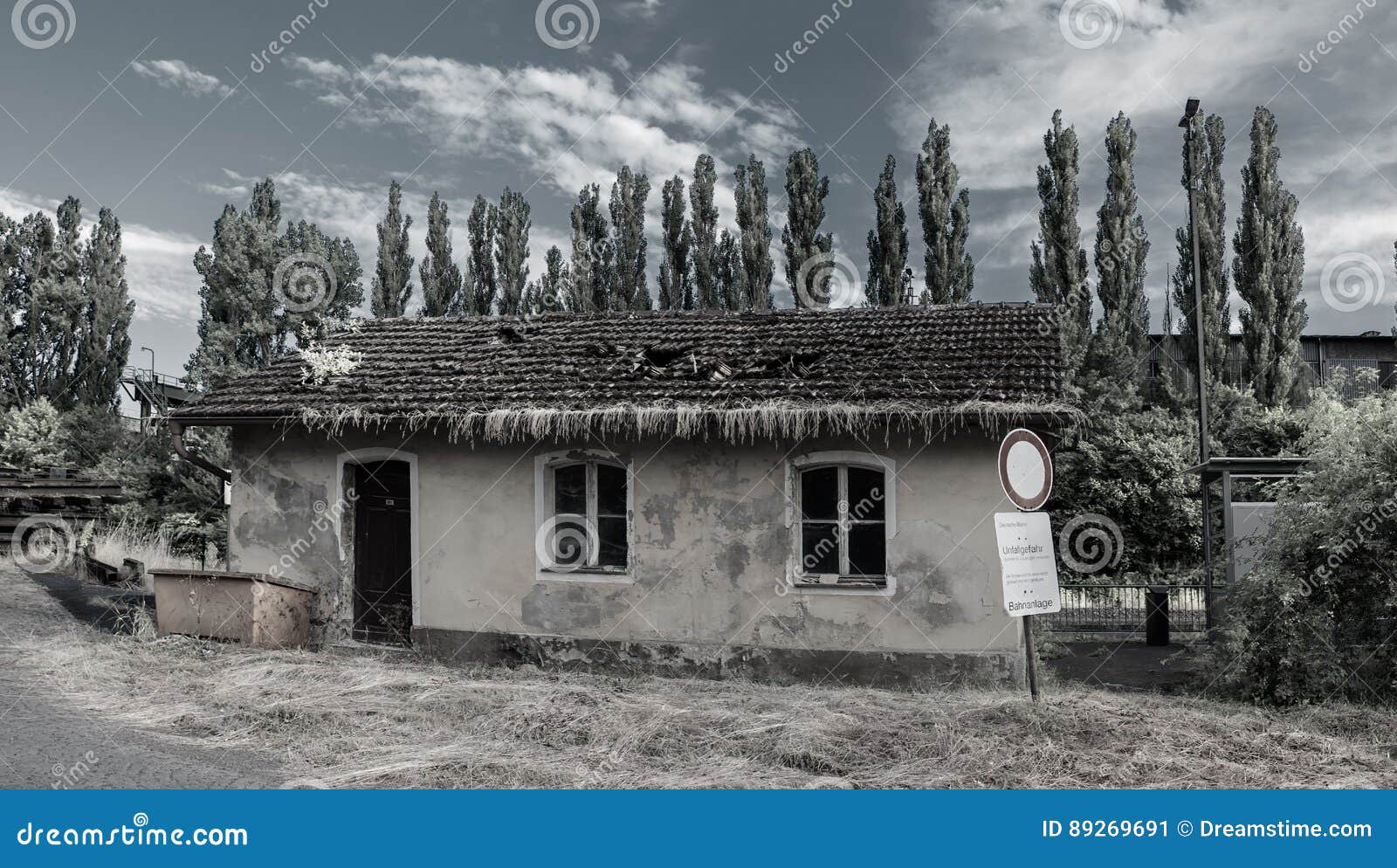Old rusty house with trees stock image. Image of house - 89269691