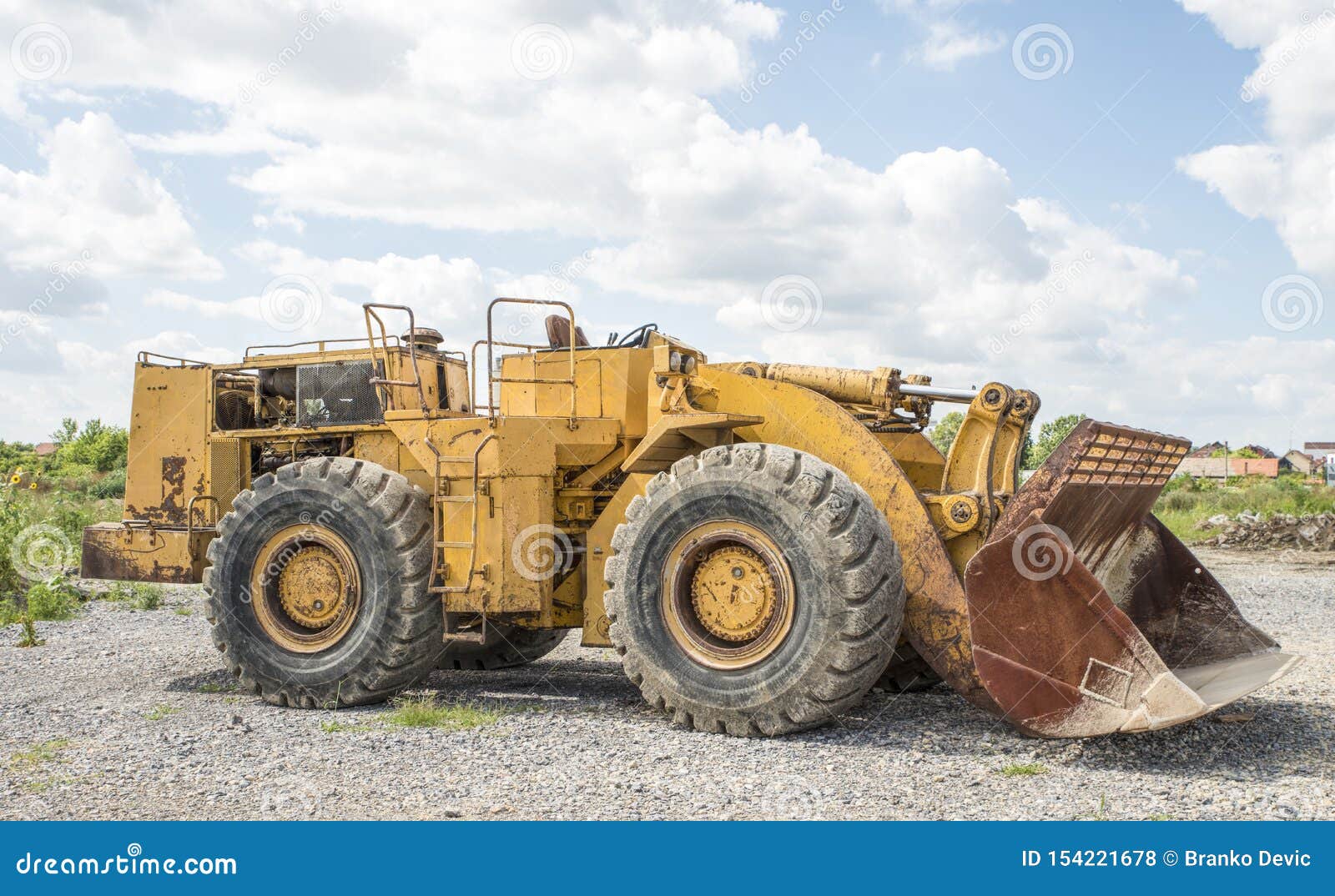 Old Rusty Industrial Construction Equipment Bulldozer Excavator Loader ...