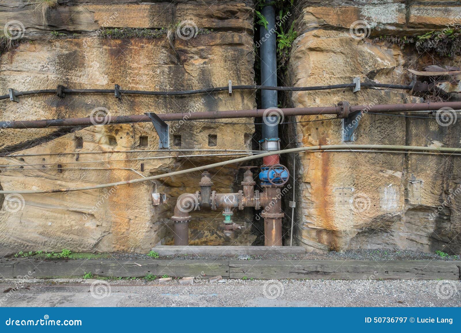 Old Rusty Industrial Pipes in a Wall Stock Image - Image of engineering ...