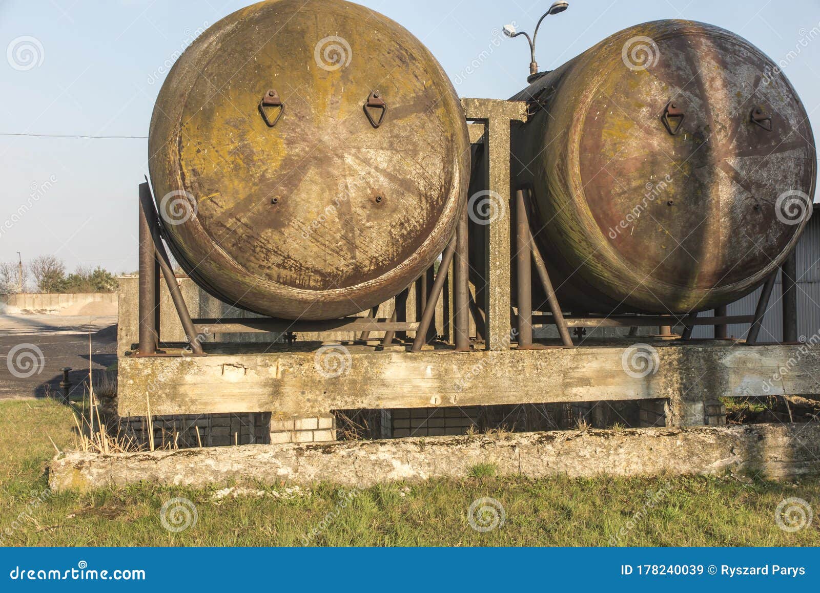 Old rusty industrial tanks stock image. Image of valve - 178240039