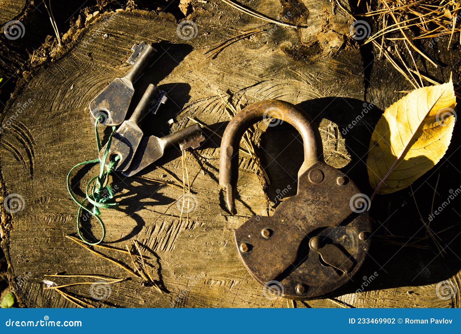 Old Rusty Iron Barn Vintage Antique Lock with Keys Stock Photo - Image ...