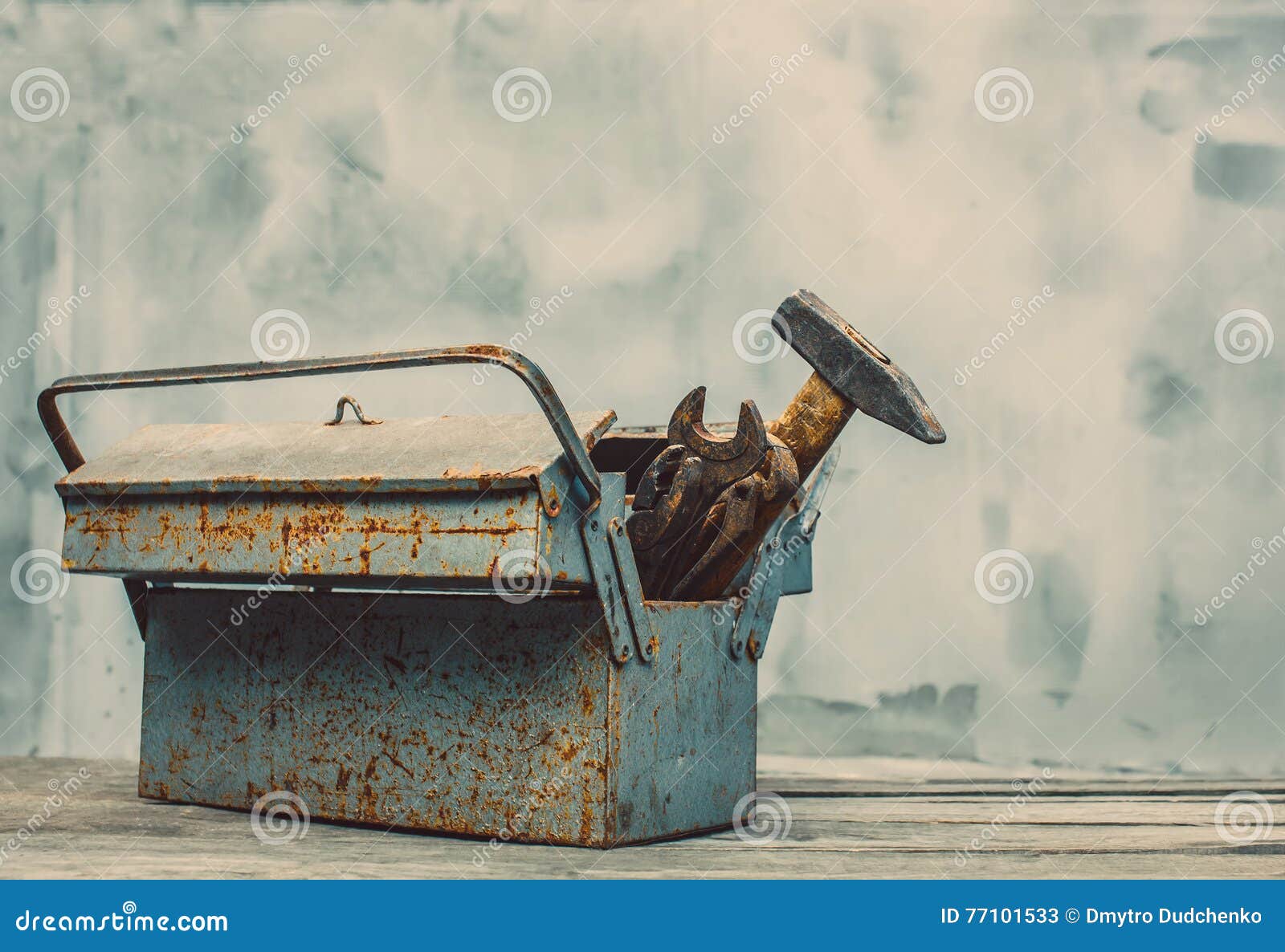 The Old Rusty Iron Box Folded, Used Tools. Stock Image - Image of junk ...