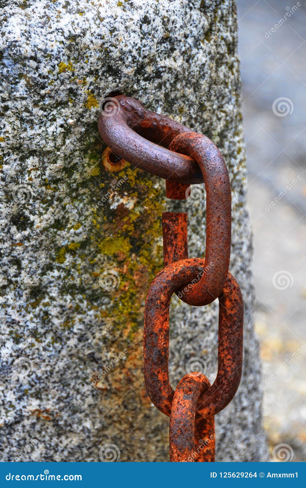Old Rusty Iron Chain, Embedded in Granite Stone Stock Photo - Image of ...