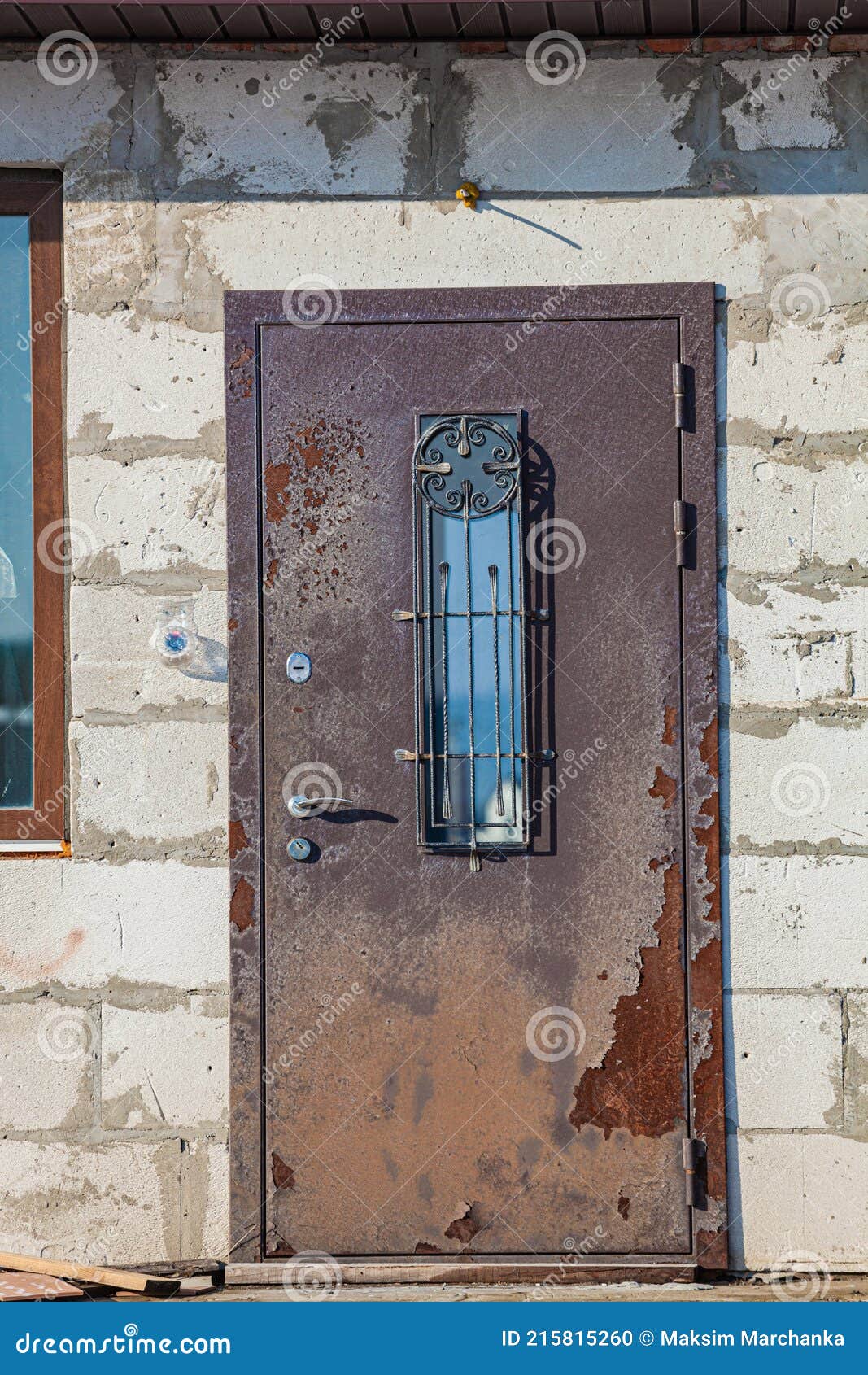 Old Rusty Iron Door in an Unfinished Abandoned House Stock Photo ...