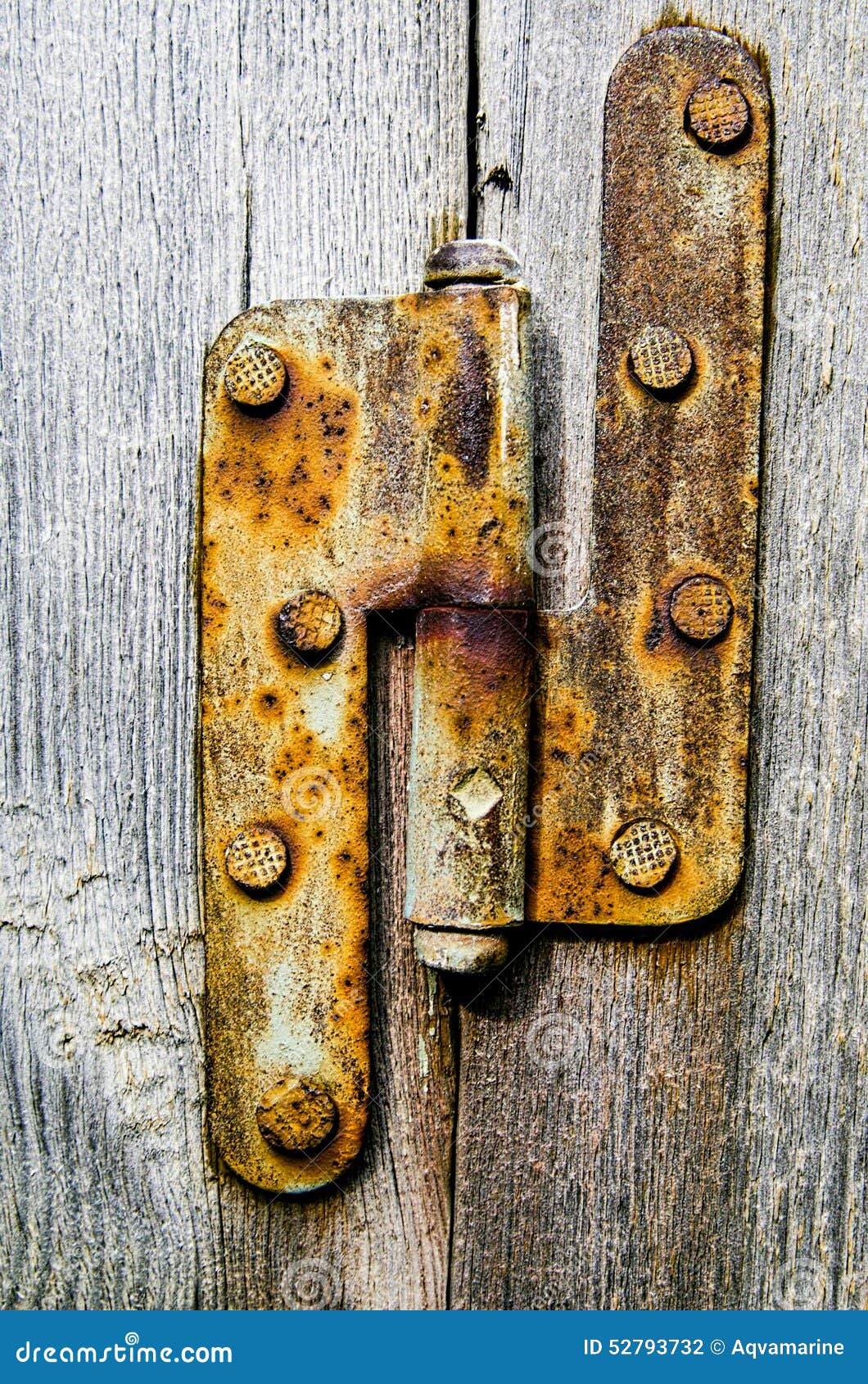 Old Rusty Iron Hinge on a Wooden Stock Photo - Image of agriculture ...