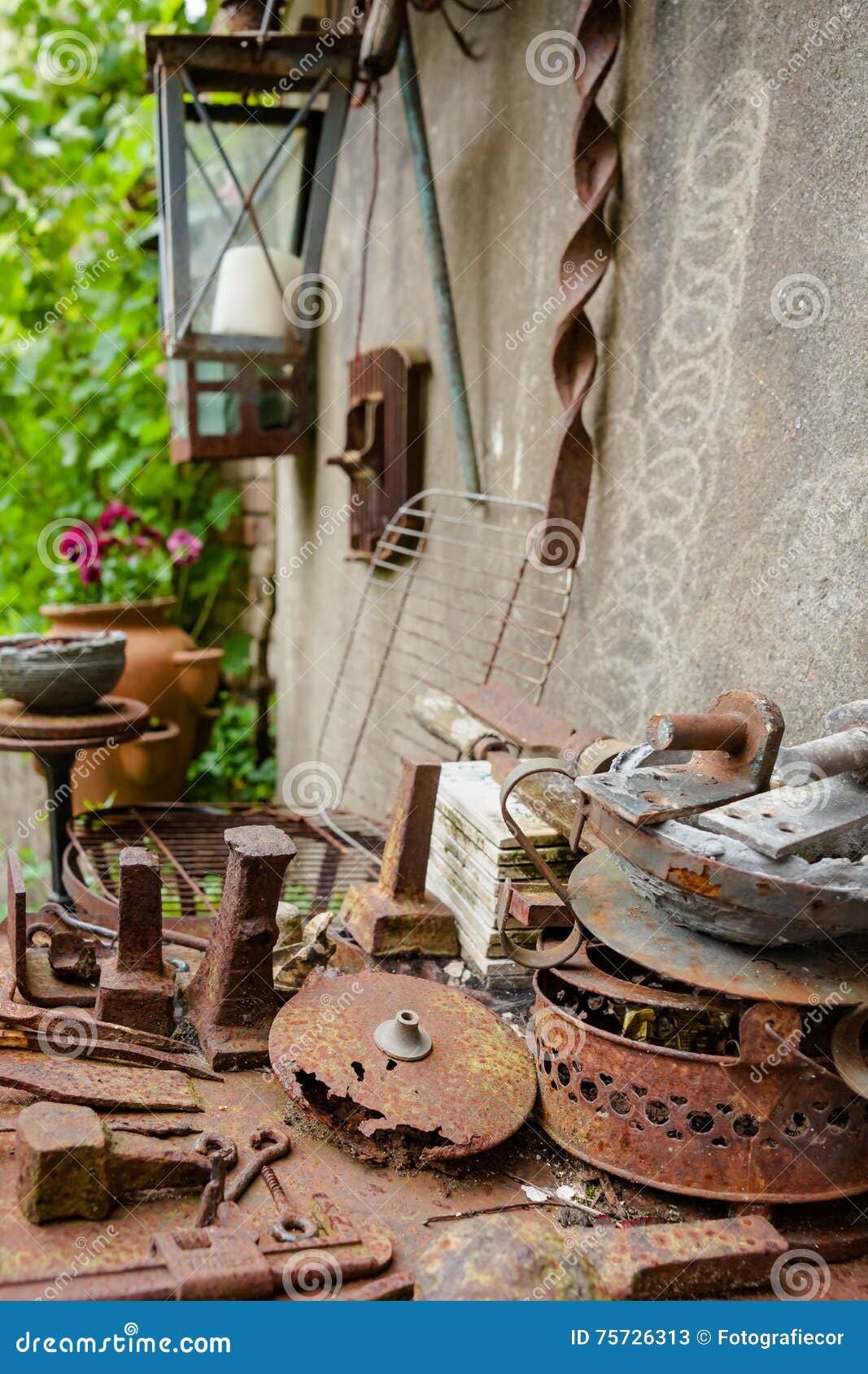 Old Rusty Iron Materials Used for Decoration Stock Image - Image of ...