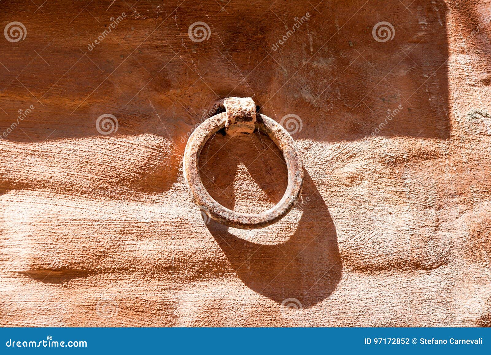 Old Rusty Iron Ring Close Up Image with a Solid Iron Ring To Secure on ...