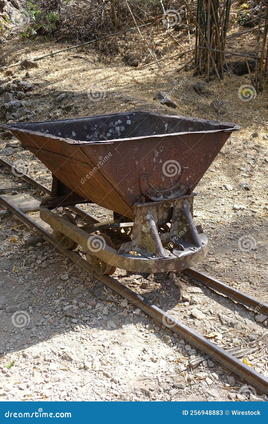 Old rusty iron trolley stock image. Image of surface - 256948883