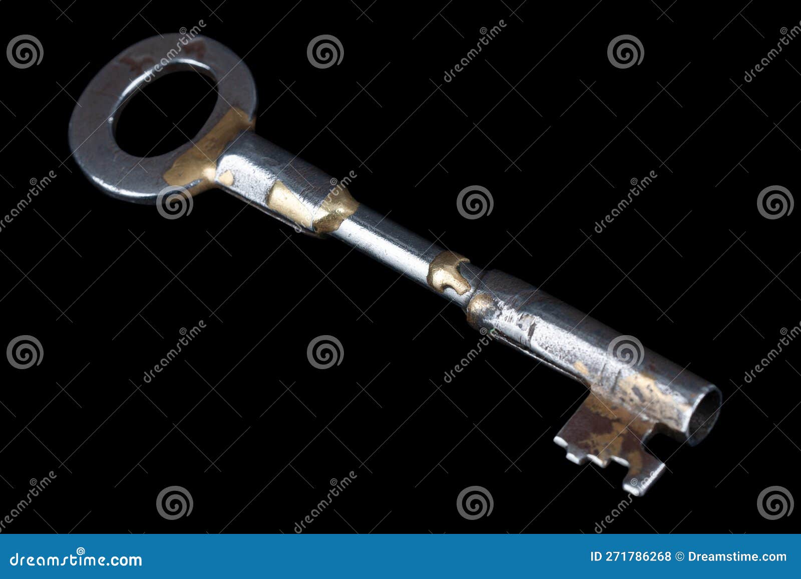 Old rusty key on a black stock photo. Image of home - 271786268