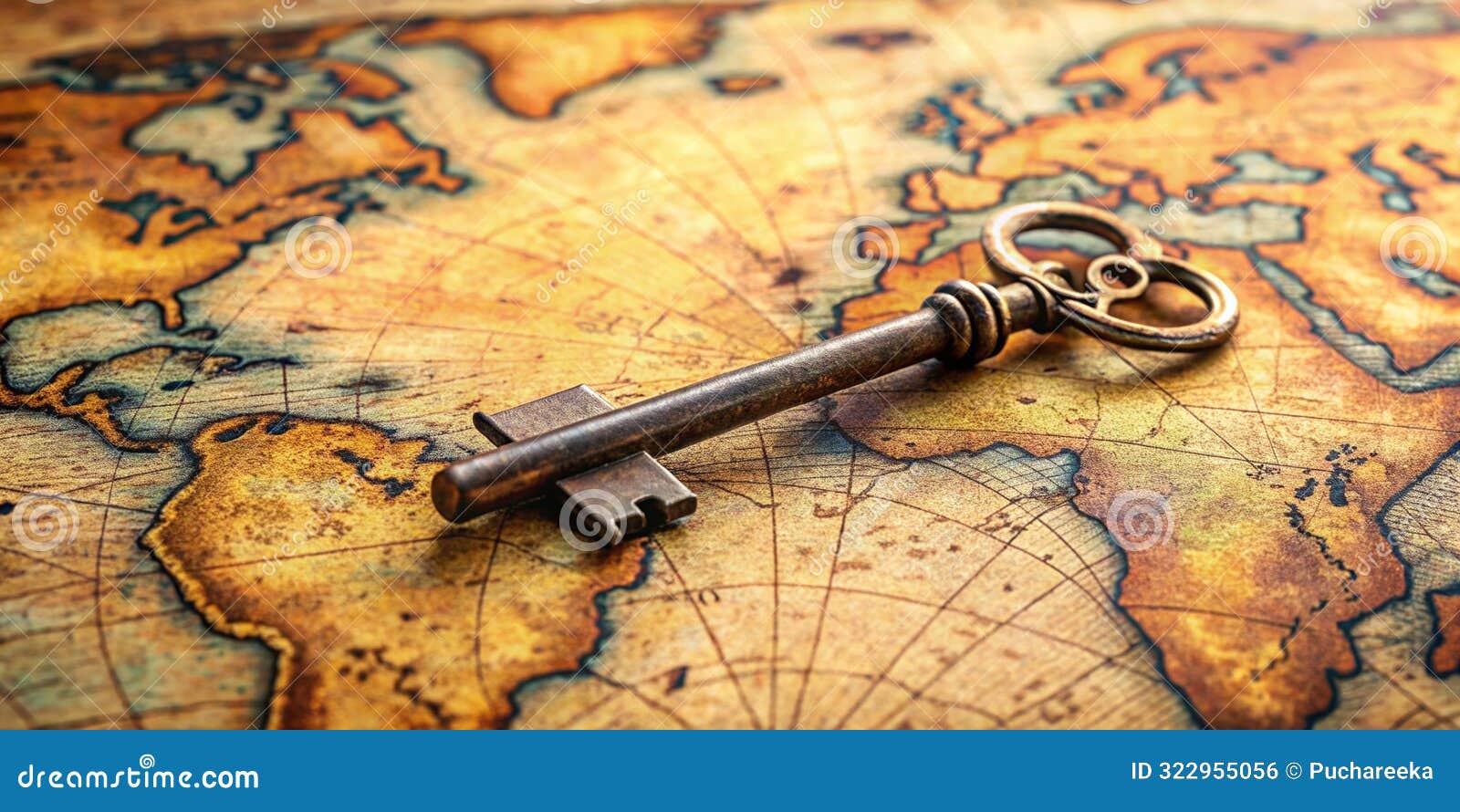 Old Rusty Key on World Map Background Concept of May Day AI-Generated ...