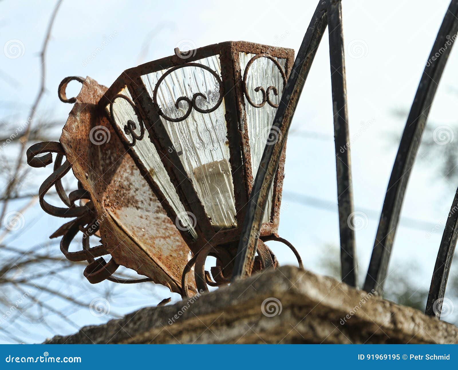 An old rusty lamp stock image. Image of blue, brown, rusty - 91969195