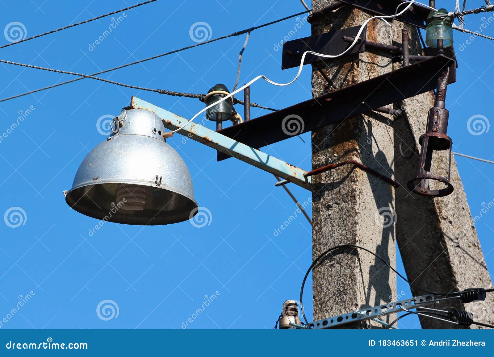 Old Rusty Lamp on a Streetlight Post Stock Image - Image of ...