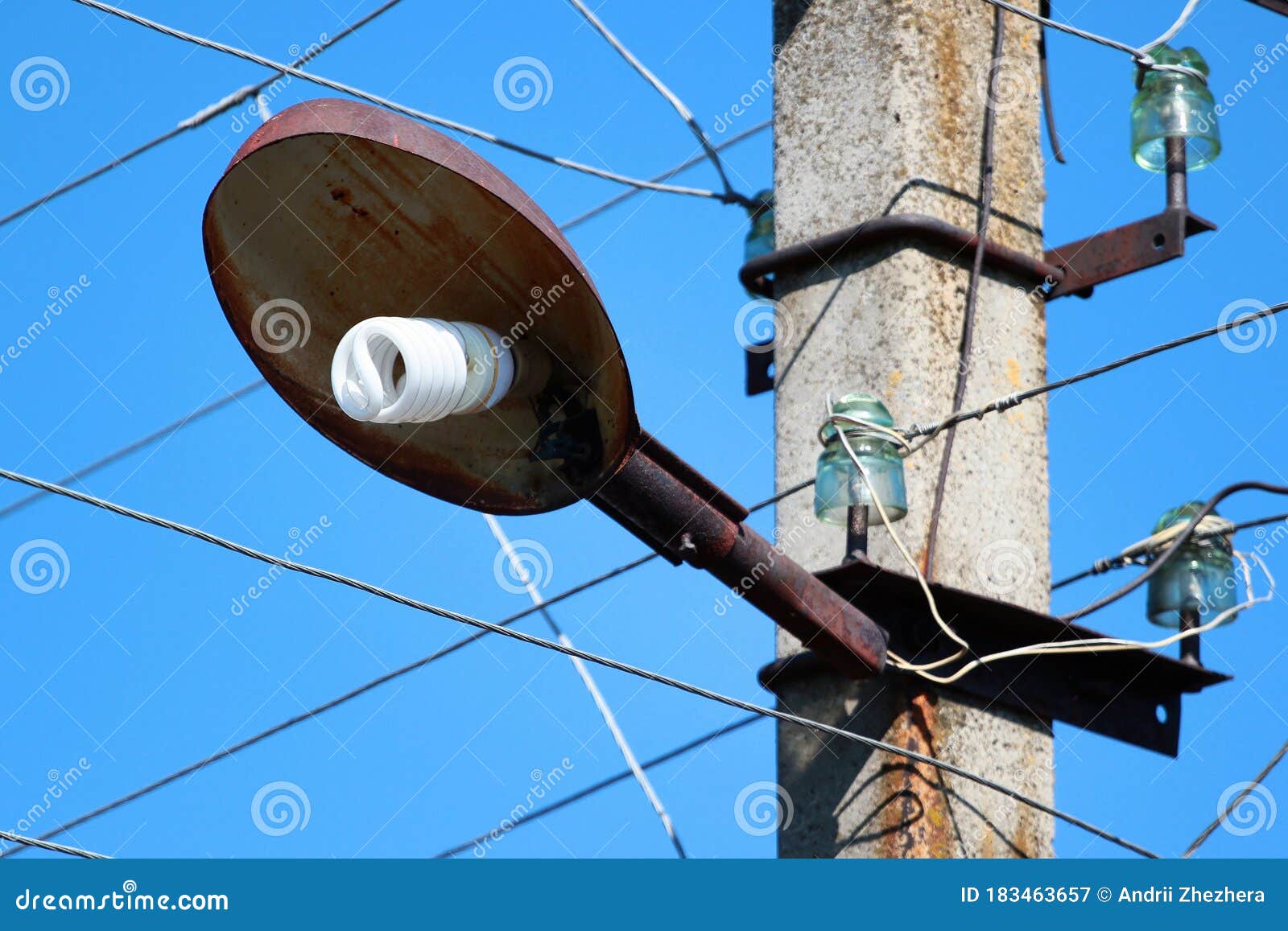 Old Rusty Lamp on a Streetlight Post Stock Image - Image of rust, light ...
