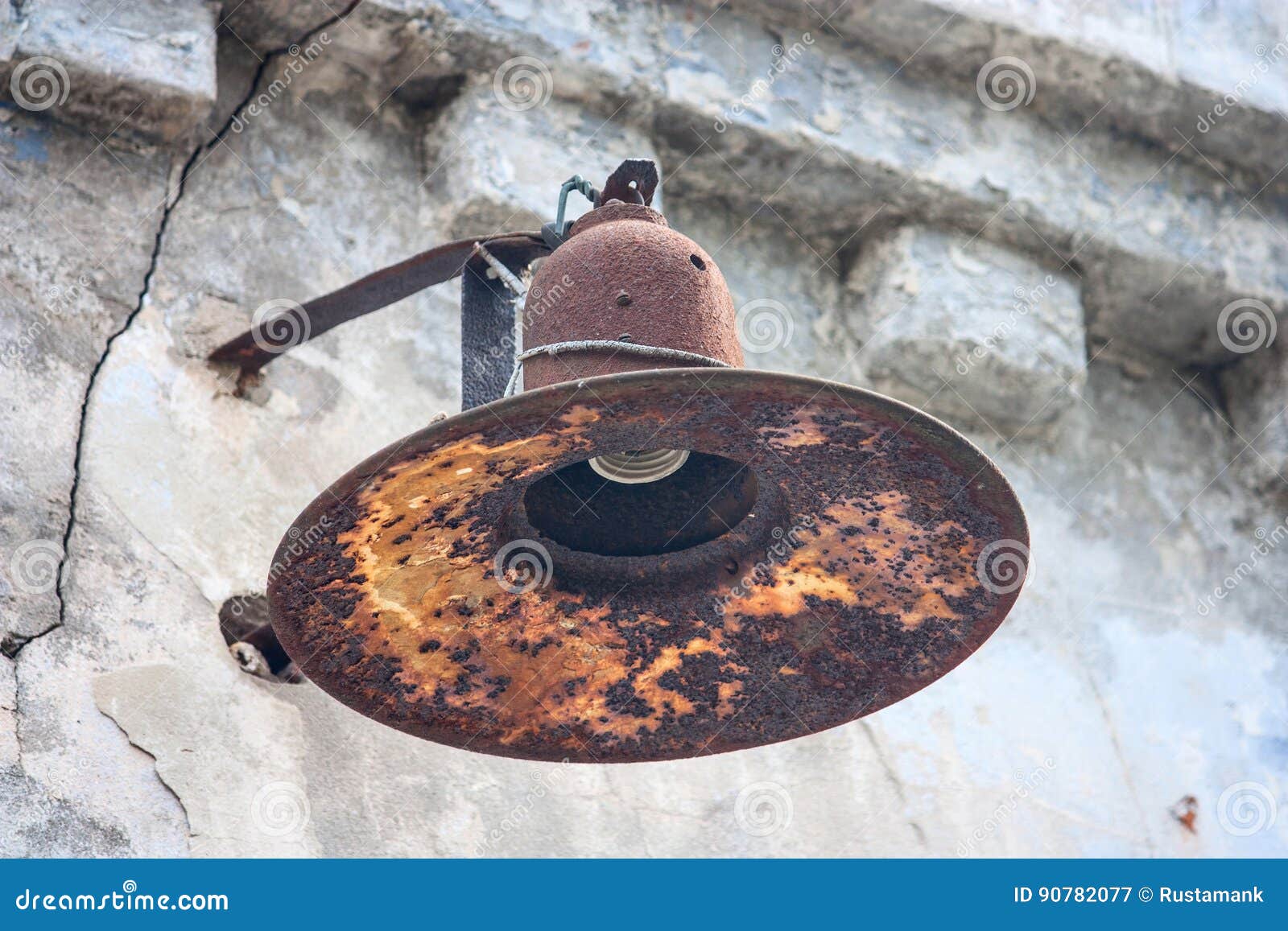 Old Rusty Lamp on the Wall of Abandoned Building Stock Image - Image of ...