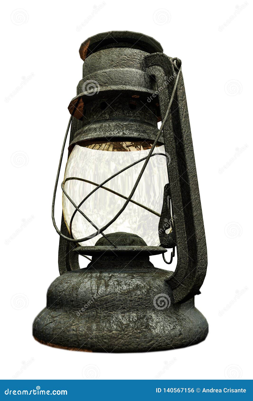 Old Rusty Lantern Isolated on White Background Stock Illustration ...