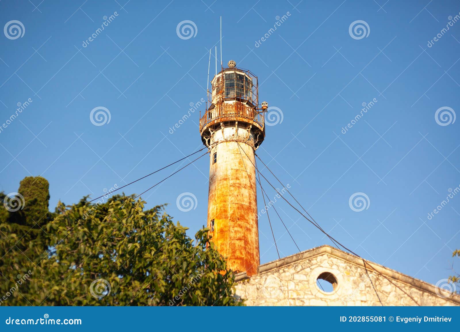 Old rusty lighthouse stock image. Image of blue, landscape - 202855081
