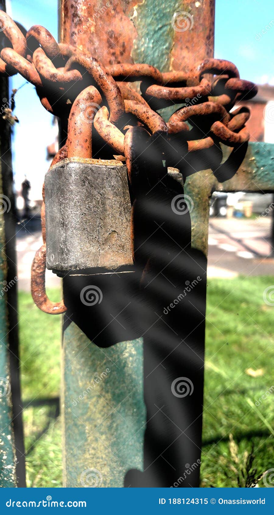 Old Rusty Lock and Chain stock image. Image of objects - 188124315