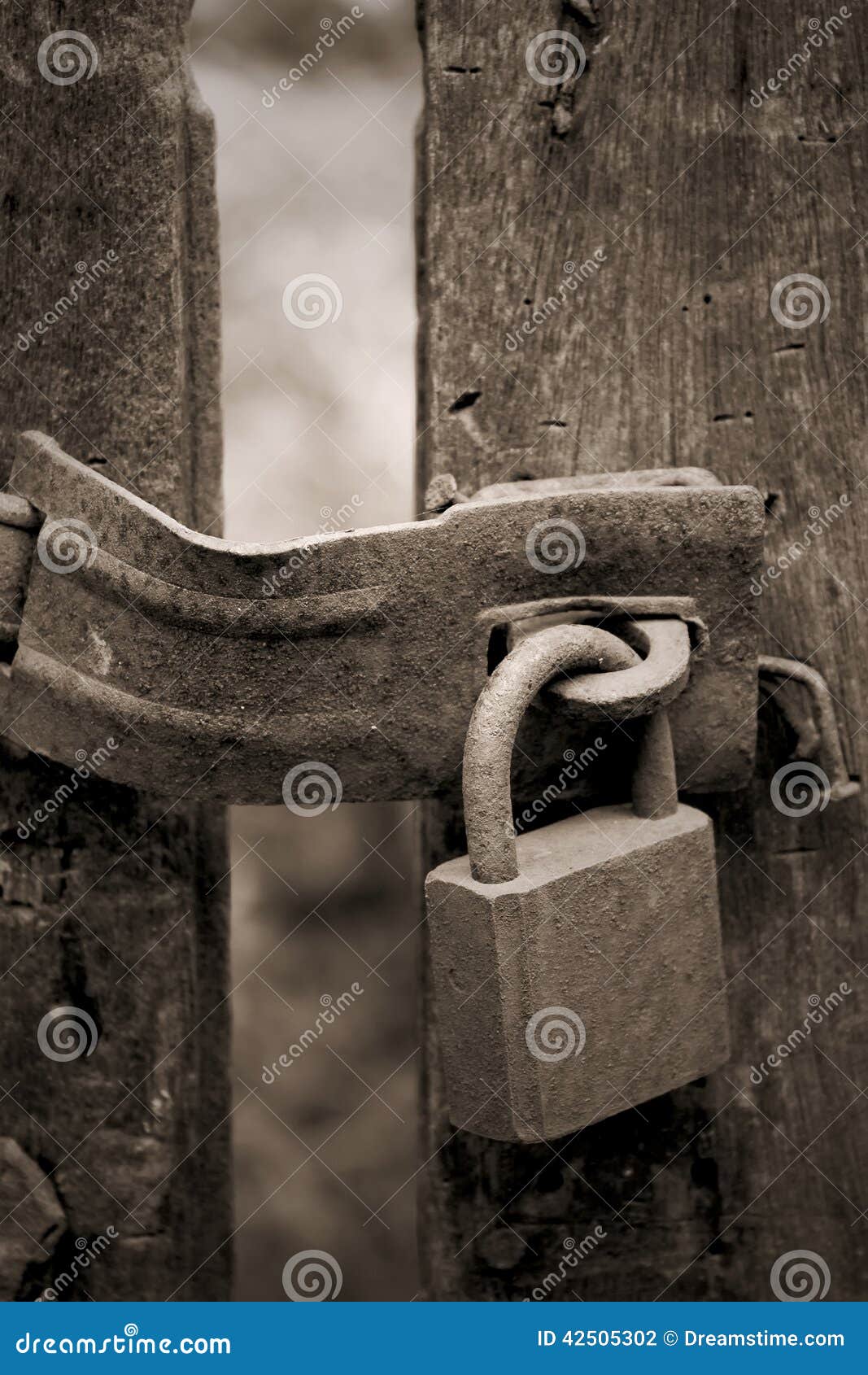 Old rusty lock on gate stock photo. Image of closeup - 42505302