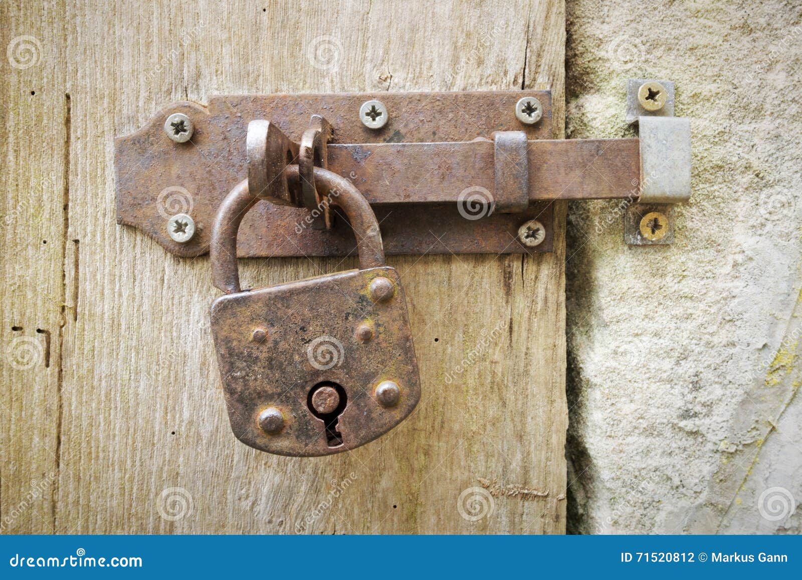 Old rusty lock stock photo. Image of equipment, wooden - 71520812