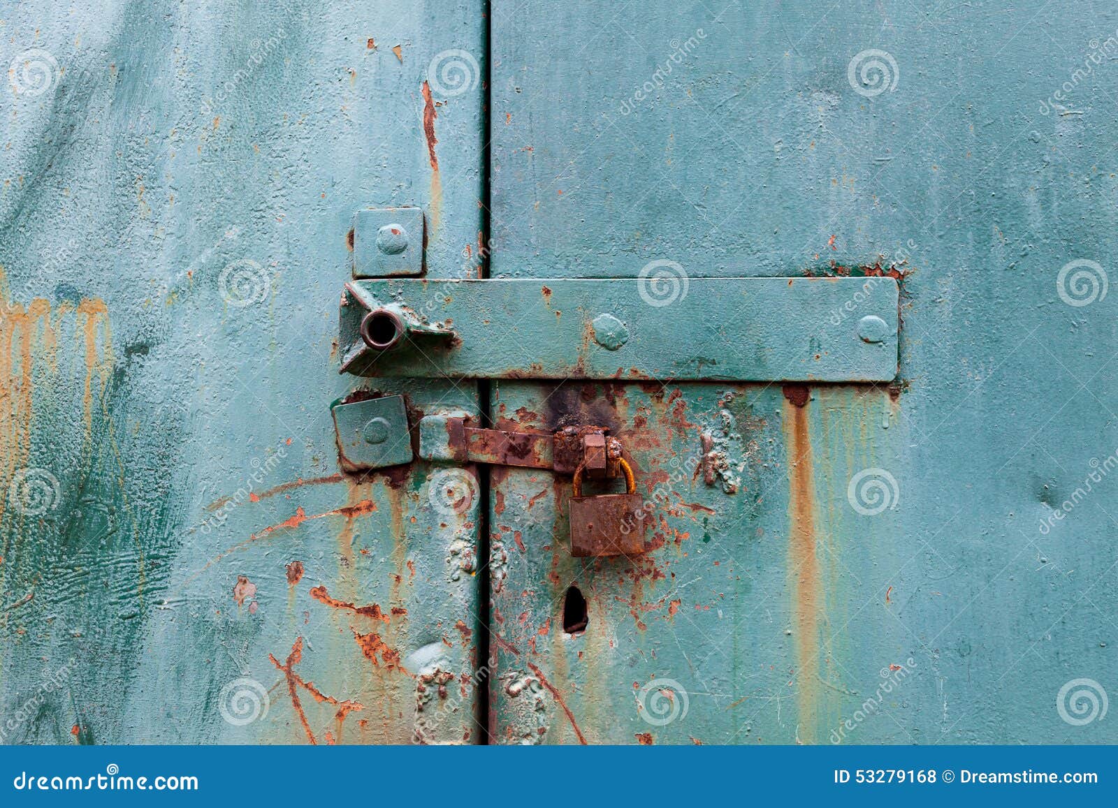 Old Rusty Lock on the Metal Blue Gate Stock Photo - Image of blue ...